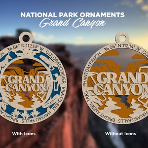 Grand Canyon National Park Ornaments Handcrafted Wooden Laser-cut Gift ...