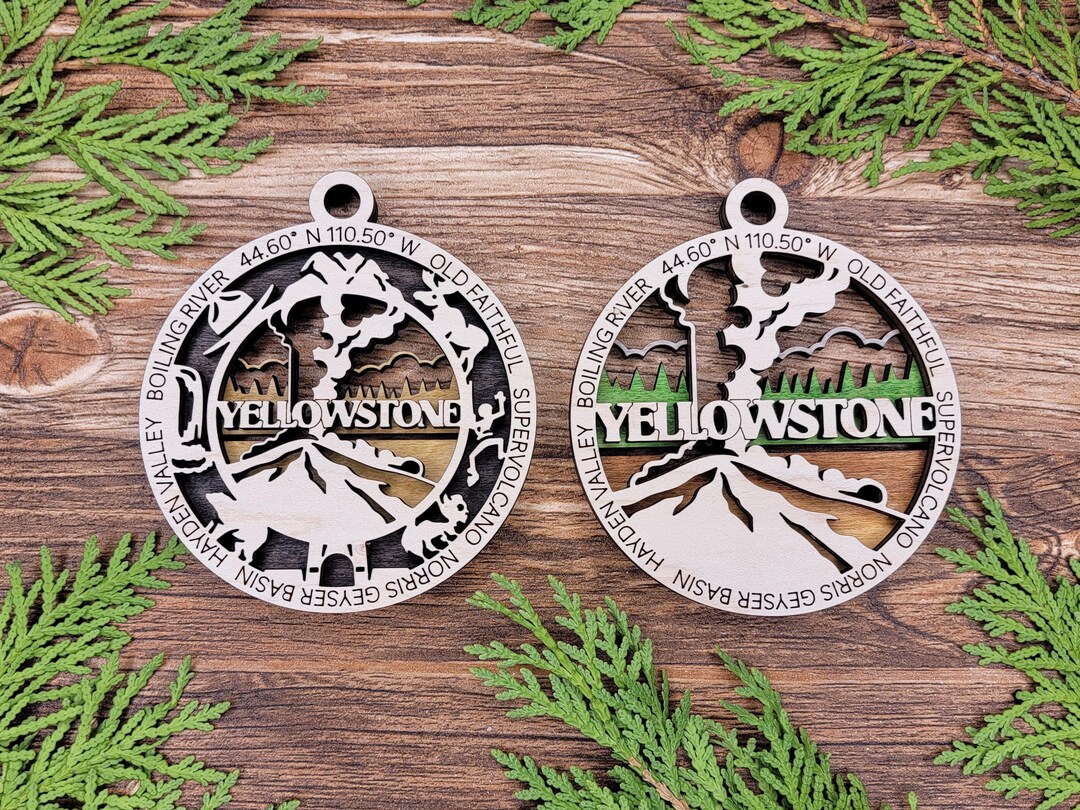Yellowstone National Park Ornaments | Handcrafted | Wooden | Laser-cut ...