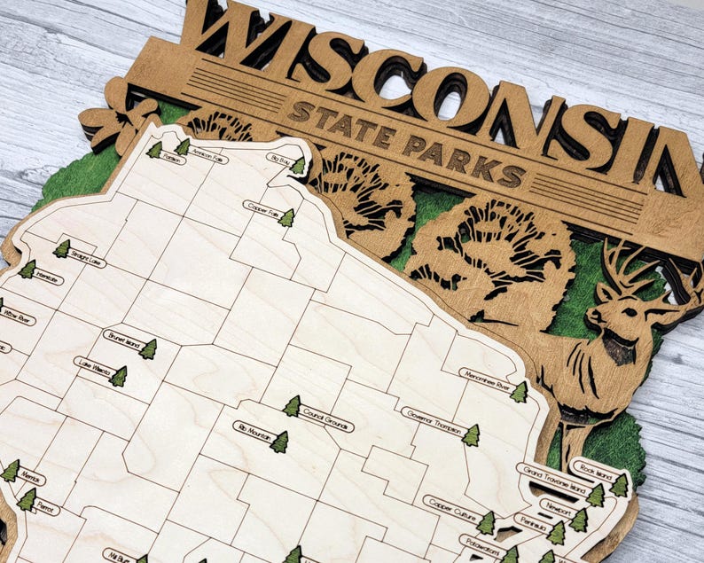 Wisconsin State Parks Map | Wooden, Rustic, Unique, Handmade, Home ...