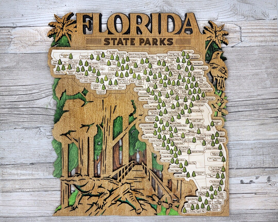 Florida State Parks Map | Wooden, Rustic, Unique, Handmade, Home Decor ...