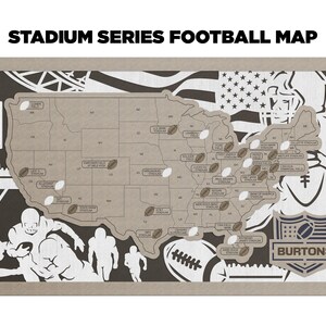 Professional Football Stadium Travel Map | Handcrafted | Wooden | Laser ...