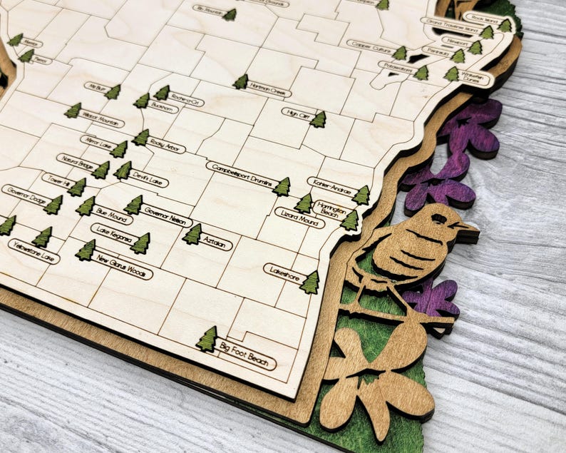 Wisconsin State Parks Map | Wooden, Rustic, Unique, Handmade, Home ...
