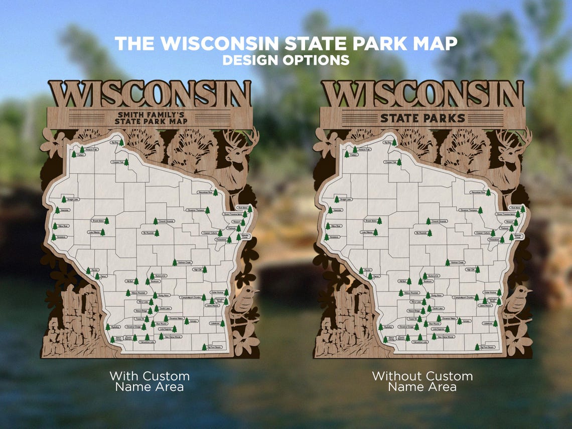 Wisconsin State Parks Map | Wooden, Rustic, Unique, Handmade, Home ...
