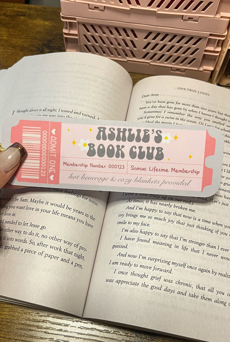 Customizable/ Personalized Ticket Inspired Book Club Laminated Bookmark ...