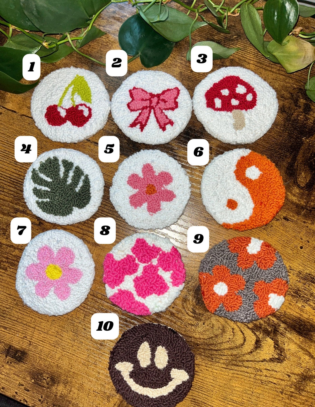 Customizable Punch Needle Mug Rug Car Coaster - Etsy