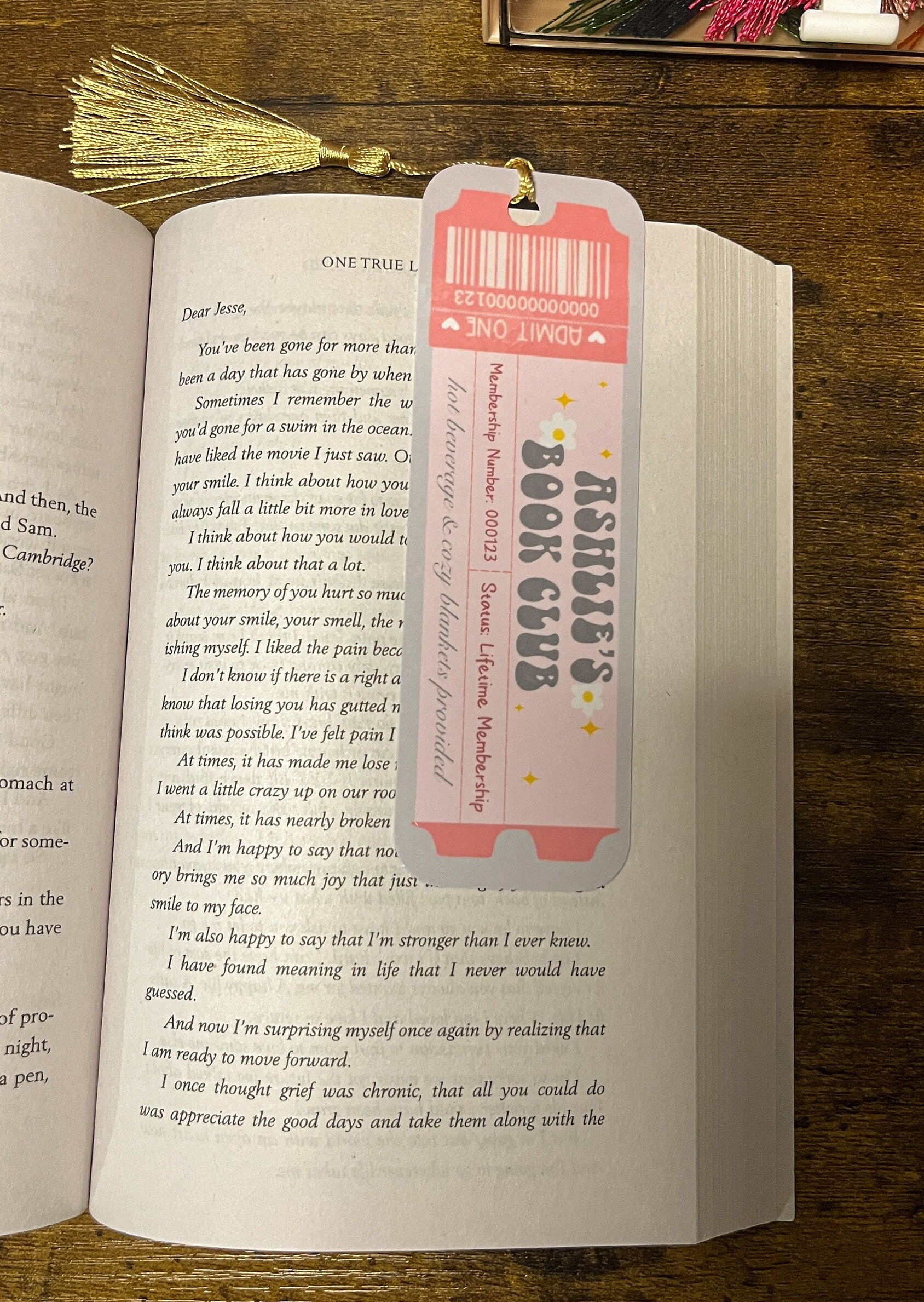 Customizable/ Personalized Ticket Inspired Book Club Laminated Bookmark ...