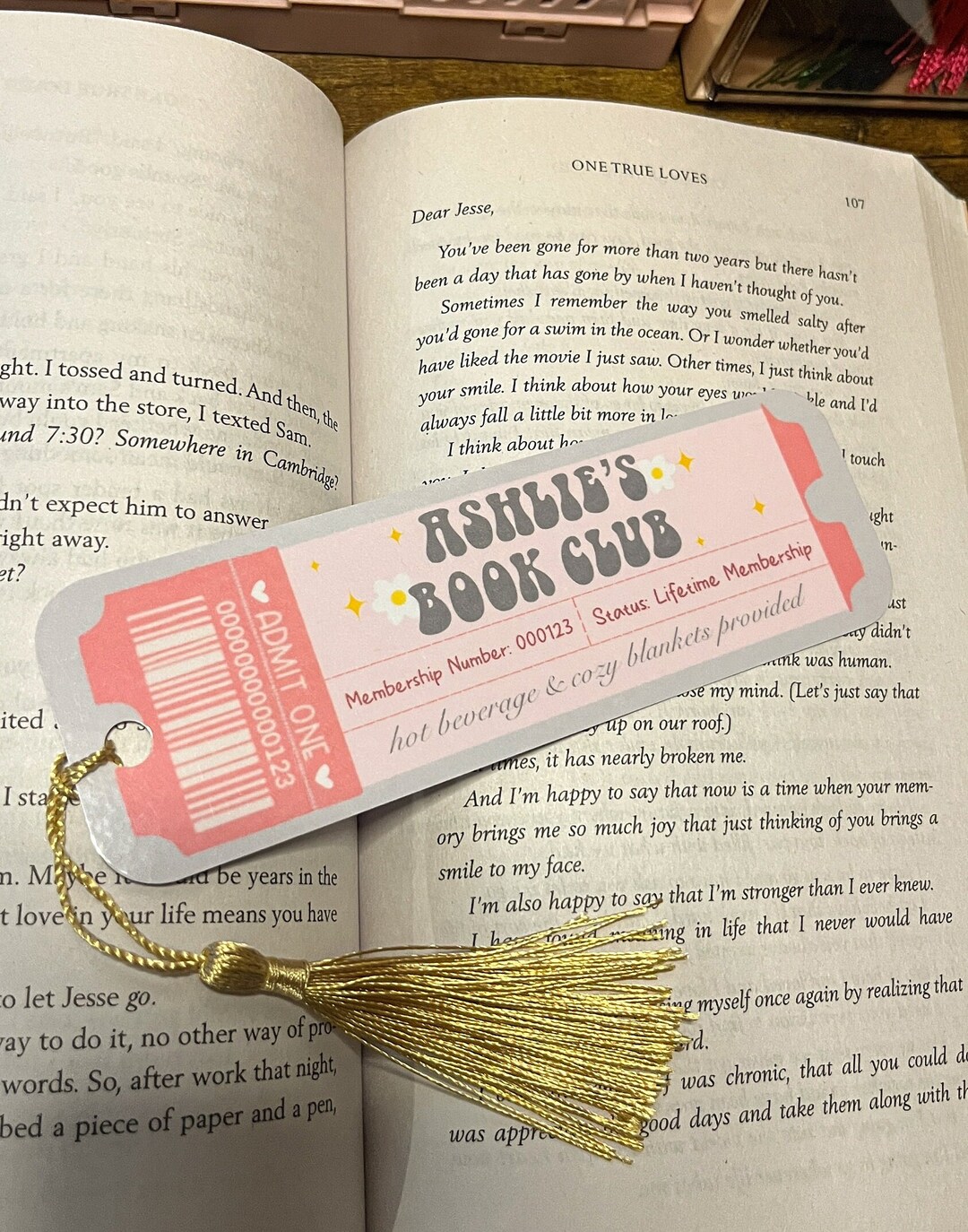 Customizable/ Personalized Ticket Inspired Book Club Laminated Bookmark ...