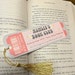 Customizable/ Personalized Ticket Inspired Book Club Laminated Bookmark ...