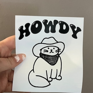 Howdy Cat Vinyl Car Decal - Etsy