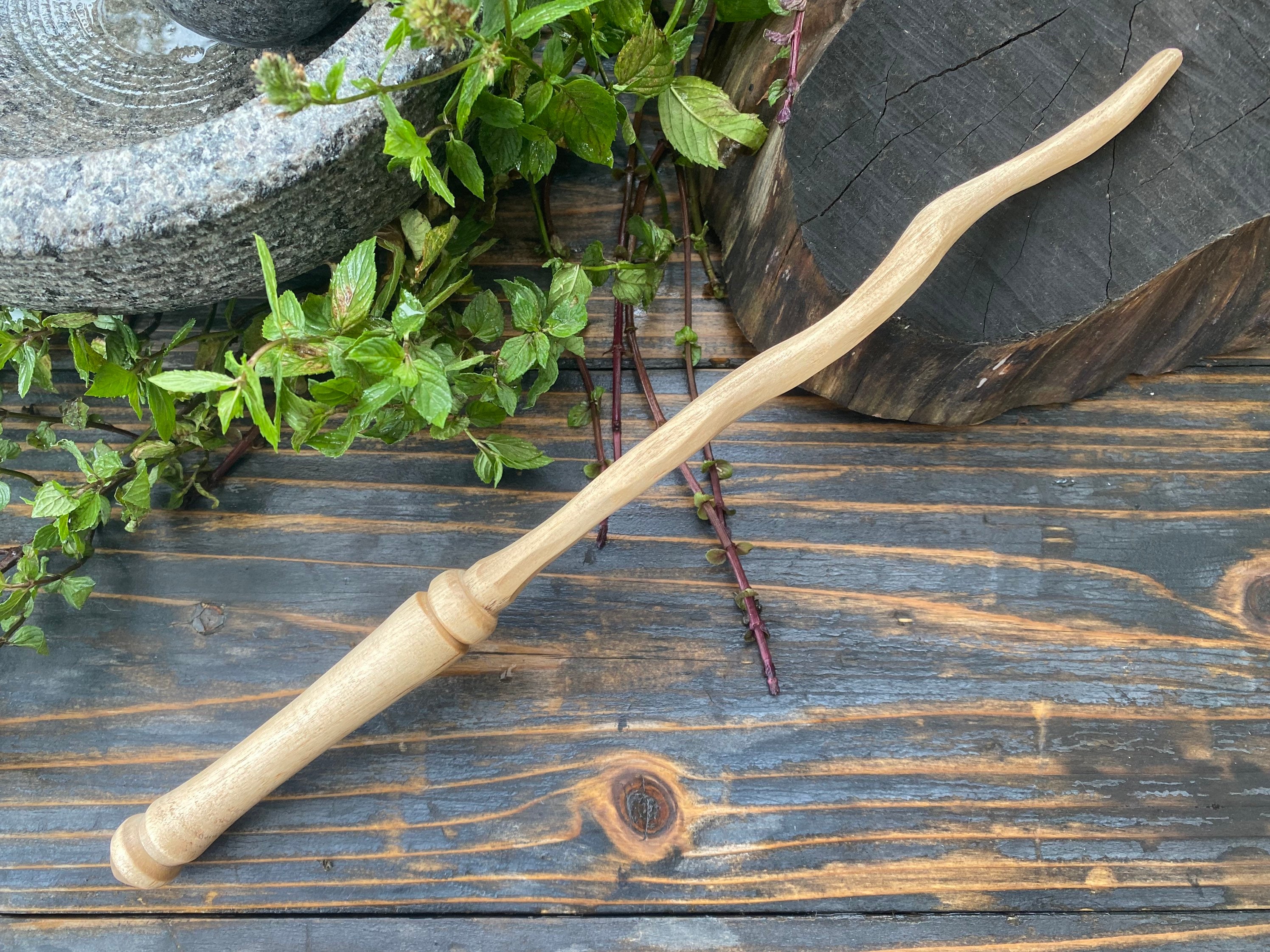 Yew Wand, Fully Hand-carved, wand 13 1/2 long. Holly wand real wood ...