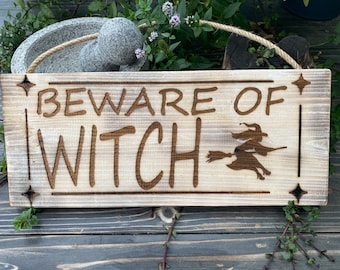 Beware of the Witch Funny Sign Coven Halloween - Etsy