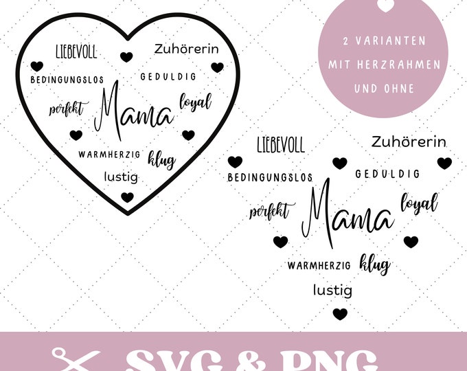 Plotterdatei Mama, Muttertag Herz mit Komplimenten SVG - Etsy.de