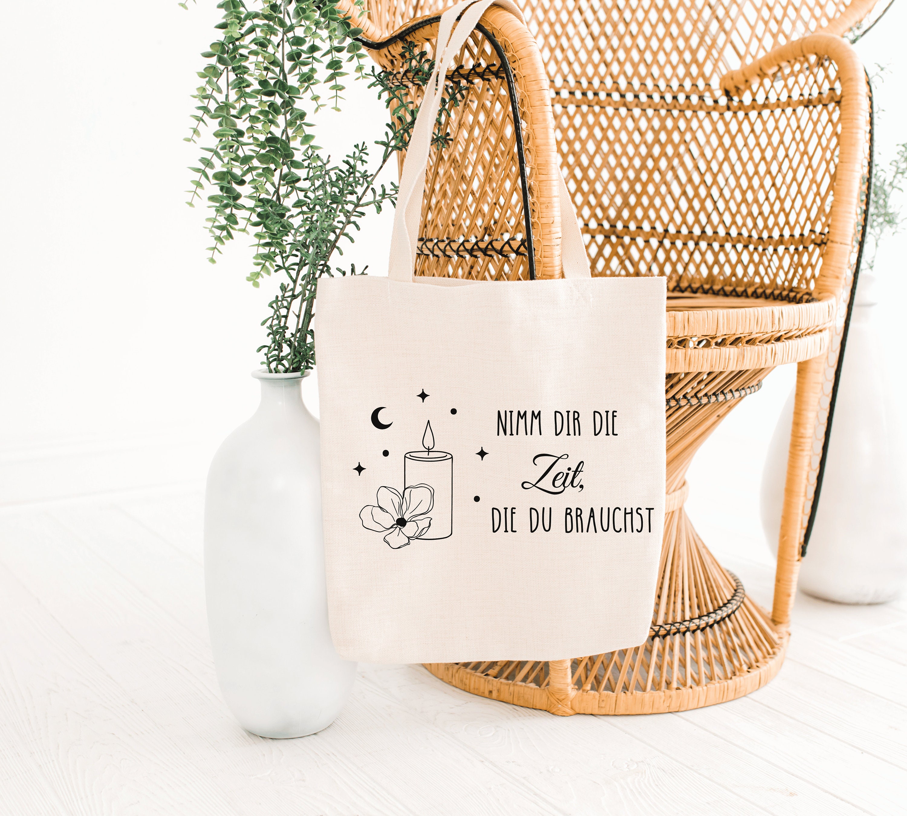 Plotterdatei Sprüche in SVG & PNG, Nimm dir die Zeit, die du brauchst, mit Kerze und Sternen ...