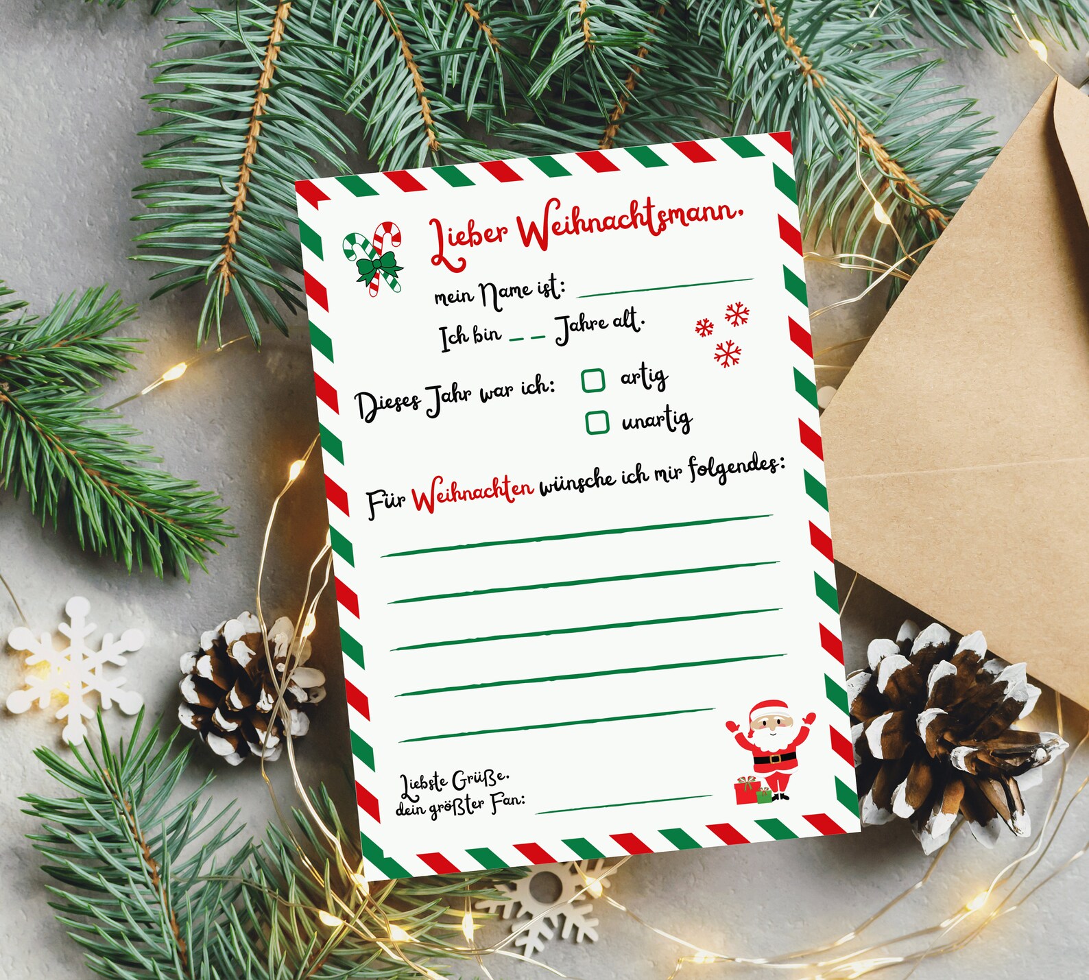 Letter to Santa Claus, Christmas Wish List, Printable, Christmas Letter ...