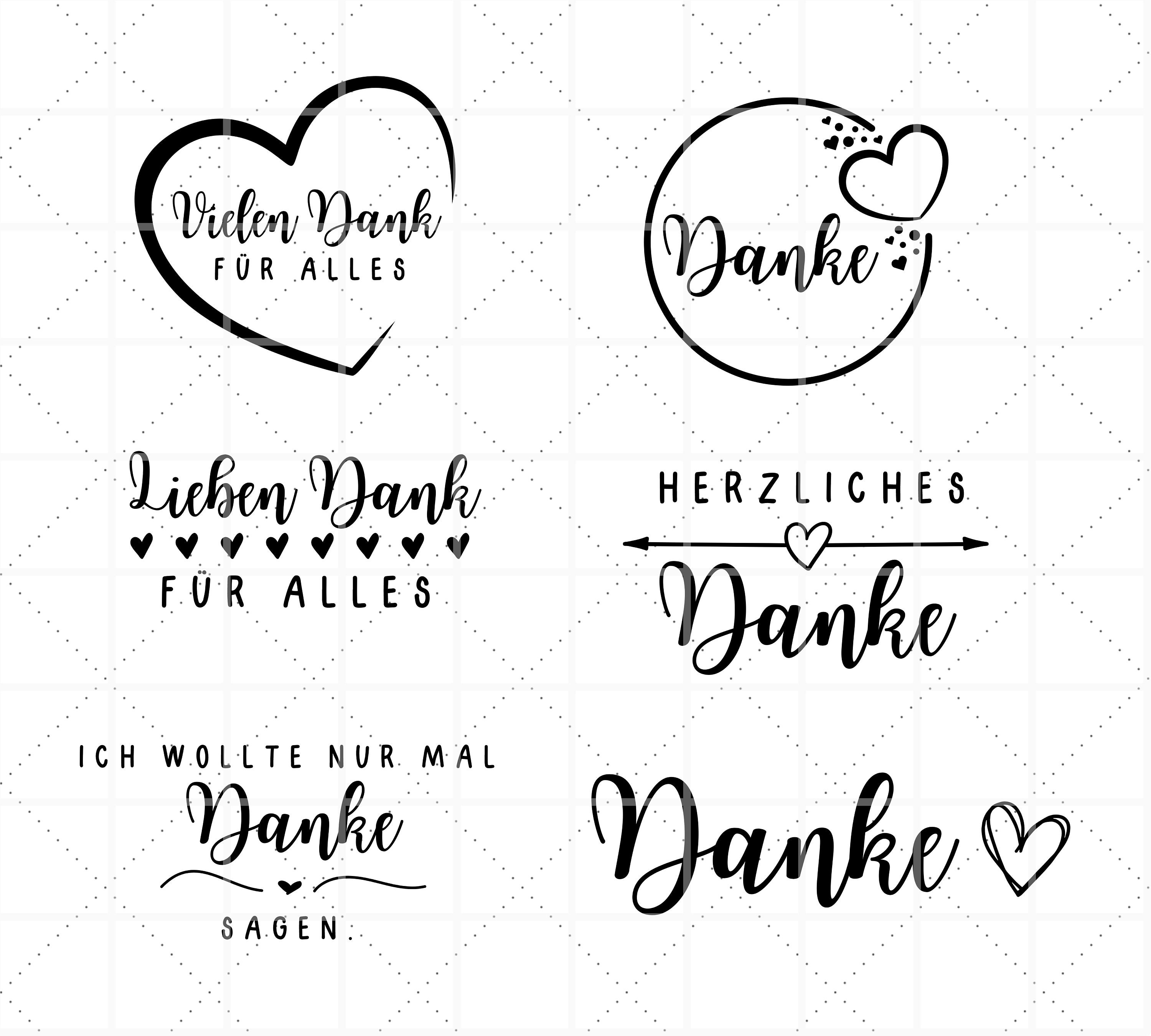 Plotterdatei Danke Sprüche in SVG & PNG, Deutsch, Bündel, Dankeschön ...