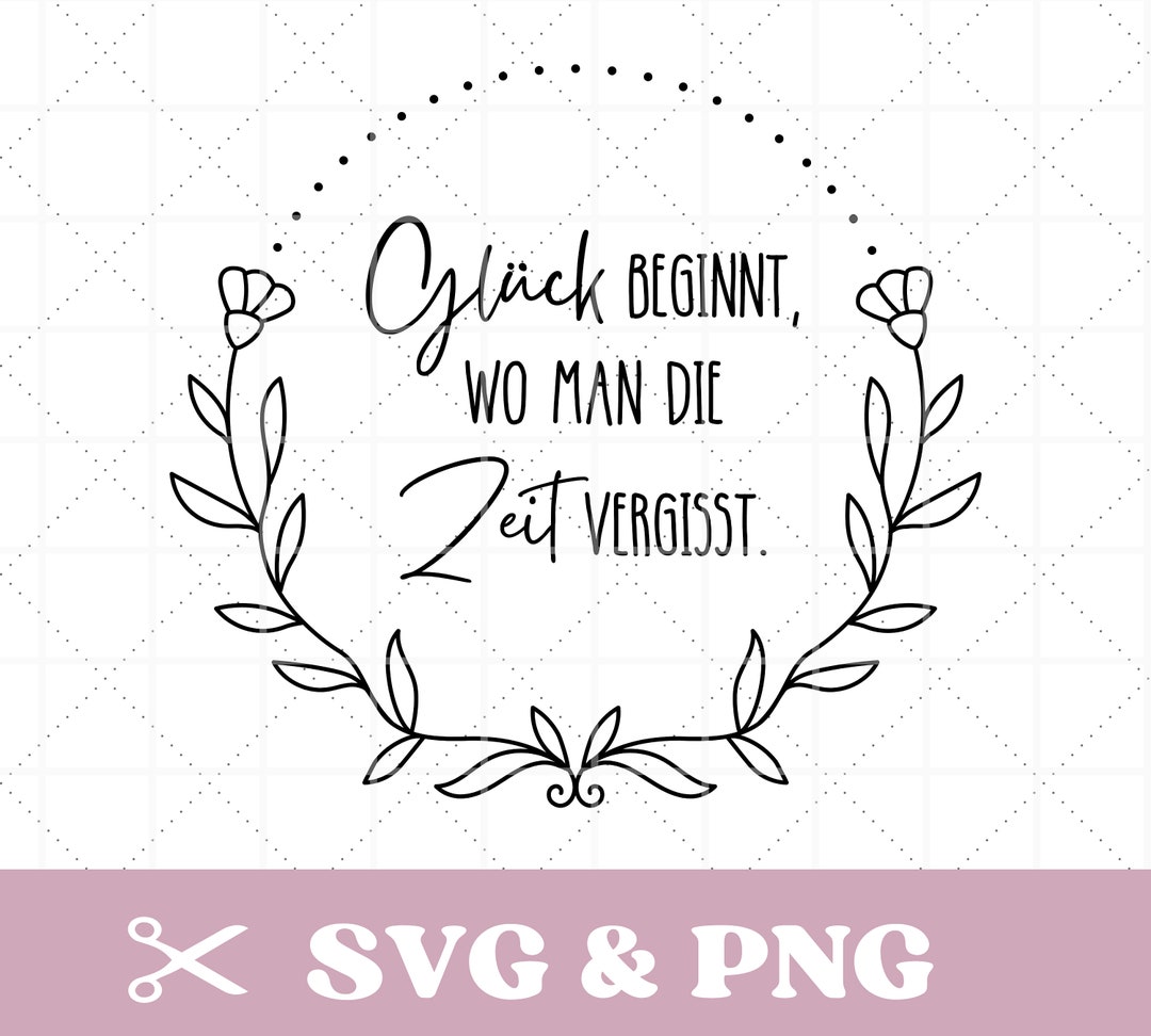 Plotter File Saying in SVG & PNG. German, With Frame, Happiness Begins ...