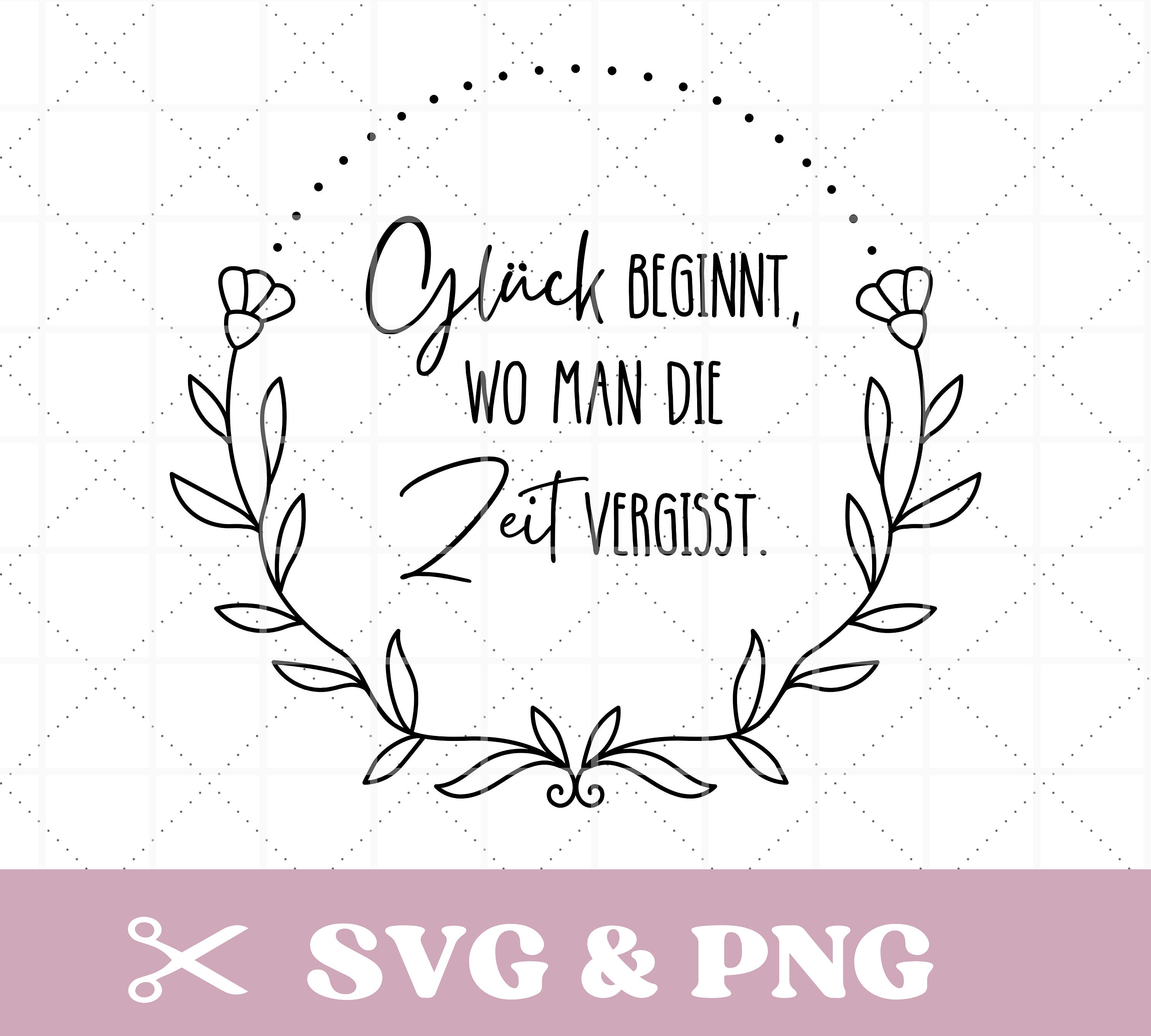 Plotter File Saying in SVG & PNG. German, With Frame, Happiness Begins ...