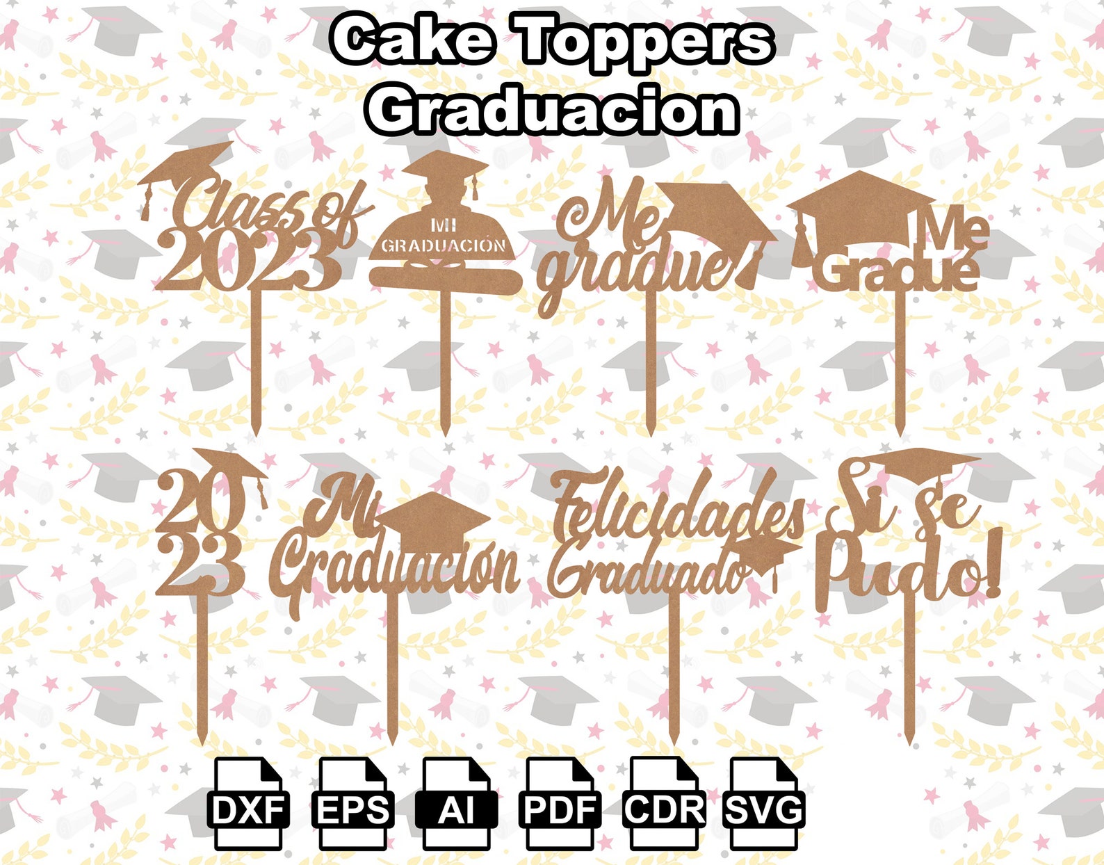 20 Cake Topper Svg Bundle Graduation Decorations 2023 - Etsy