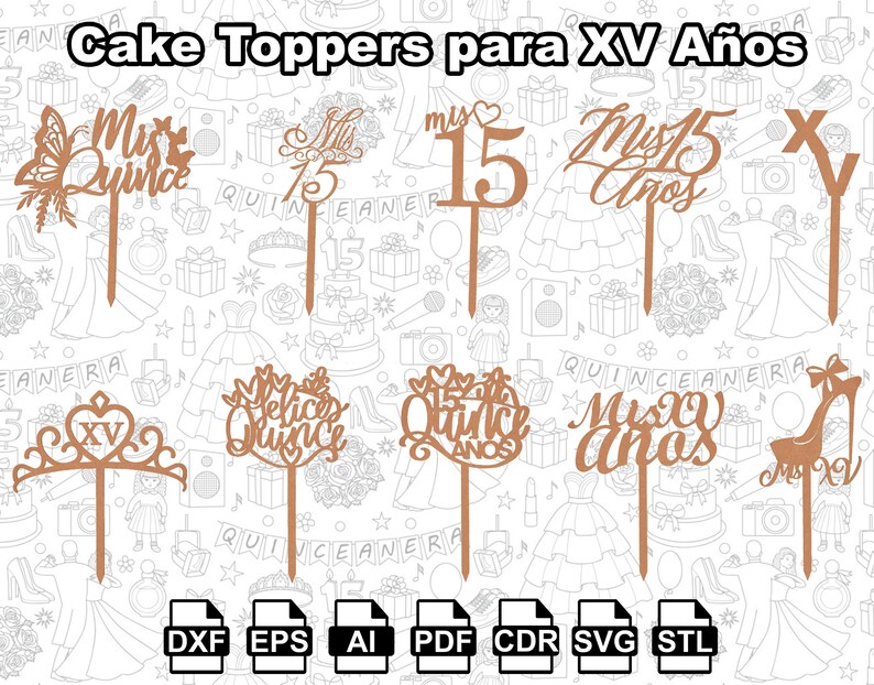 25 cake topper svg bundle cake topper for quinceanera xv - Etsy España