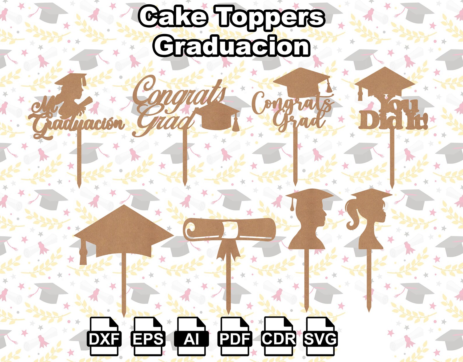 20 Cake Topper Svg Bundle Graduation Decorations 2023 - Etsy
