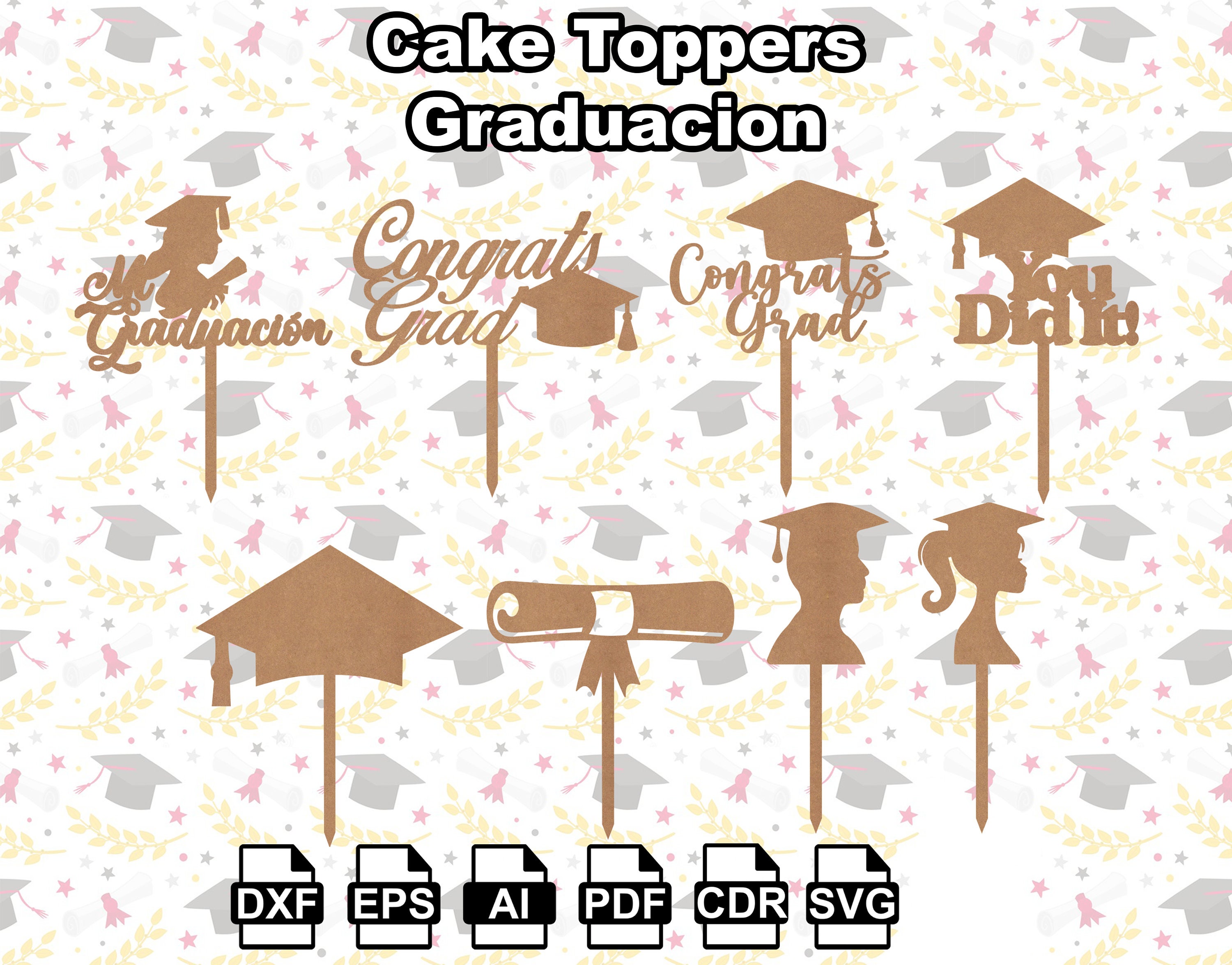 20 Cake Topper Svg Bundle Graduation Decorations 2023 - Etsy