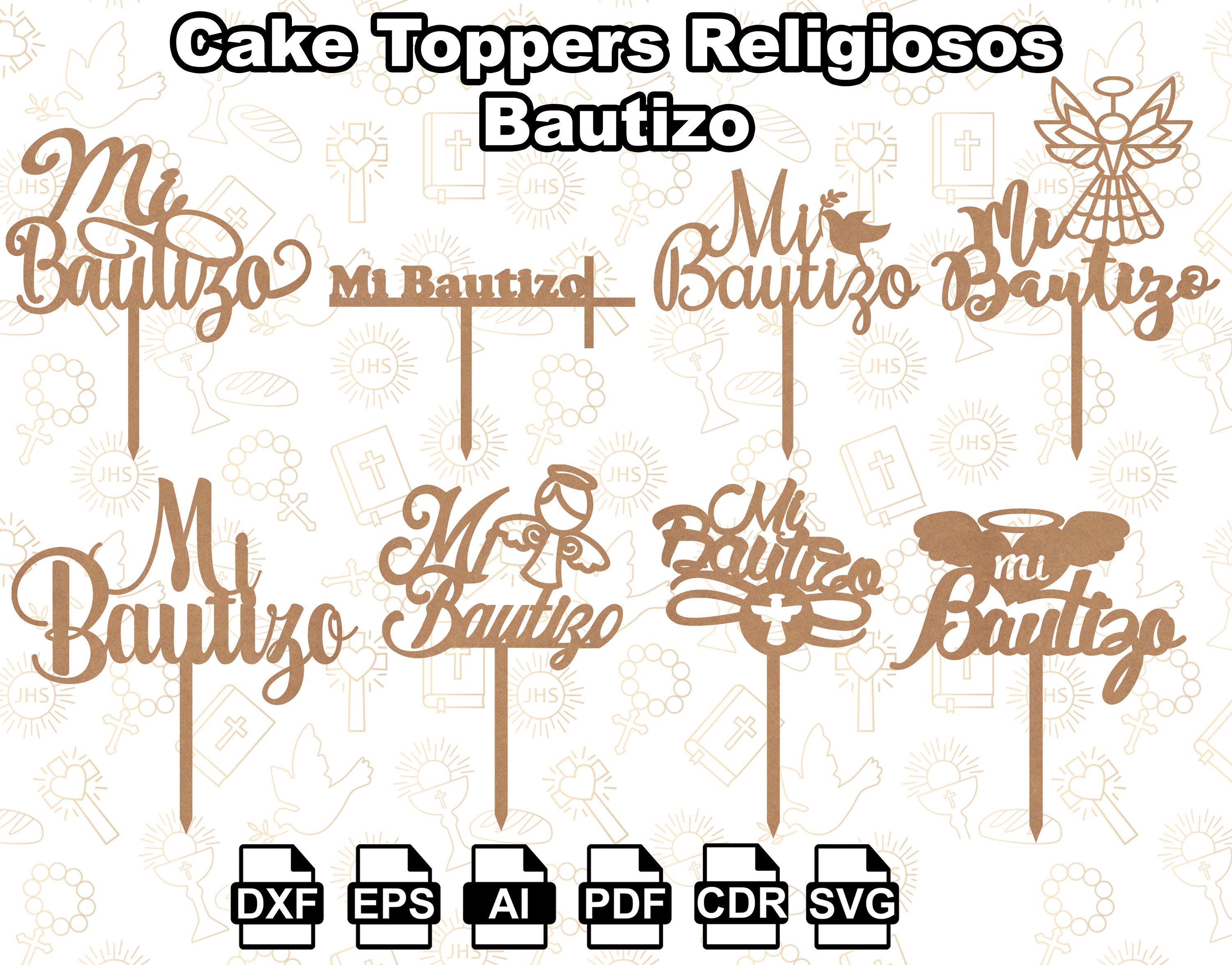 20 Cake Topper Svg Bundle Baptism Cake Topper Svg Religious Cake