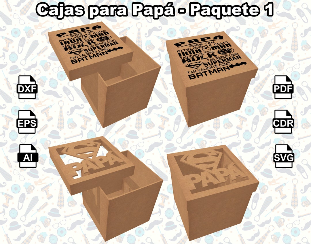 20 Fathers Day Gift Box Svg Pack 1, Laser Cut Box Svg, Gift Box for ...
