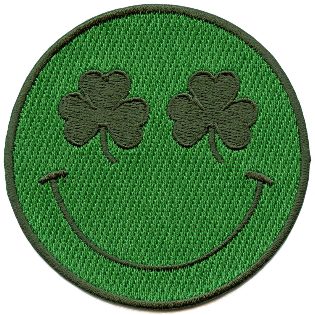 Lucky Shamrock Smiley Patch Irish Green Embroidered Iron on AC8 - Etsy