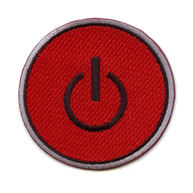 Power Button Patch Turn on Emoticon Icon Embroidered Iron on Bb3 - Etsy