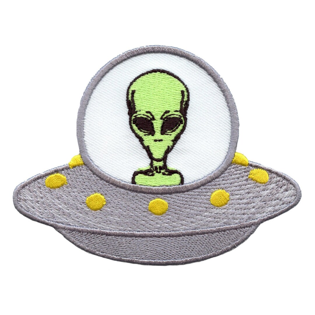Alien in Ufo Invader Ship Green Patch Iron on Embroidered Bc3 - Etsy