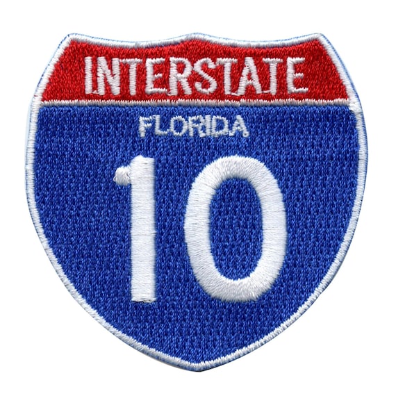 Florida Interstate 10 Patch I-10 Road Sign Iron on Embroidered - Etsy