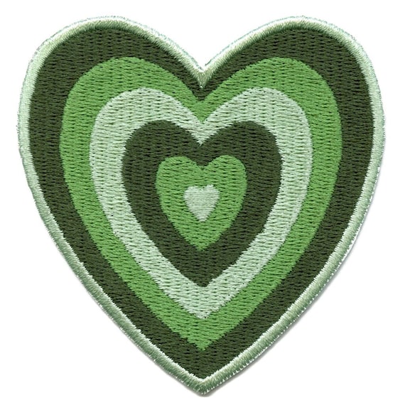 Green Power Heart Patch Cartoon Girl Hero Embroidered Iron on - Etsy