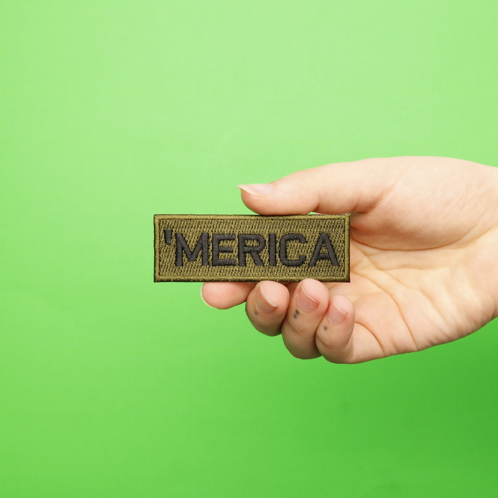 Merica Logo Patch Olive Green Badge Iron on Embroidered Af8 - Etsy