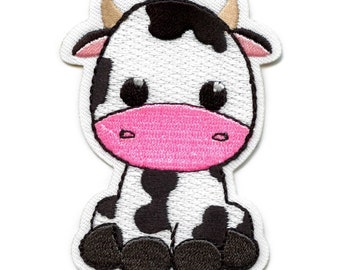 Cute Cow Sitting Patch Farm Animal Embroidered Iron on EA3 - Etsy