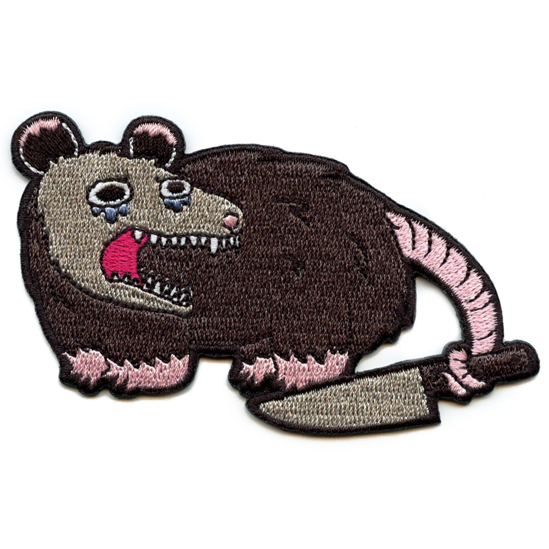 Crying Scared Opossum Patch Knife Marsupial Mammal Embroidered Iron on AB1 - Etsy