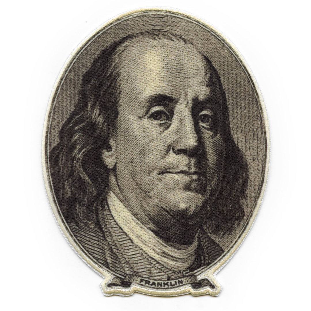 Benjamin Franklin Money Seal Patch Cash Portrait Small Embroidered Iron ...