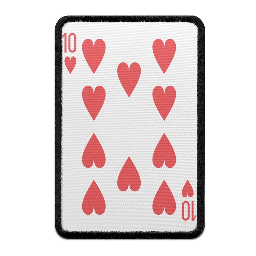 Ten of Hearts Playing Card Foto Patch Red Gamble Embroidered Iron on ...