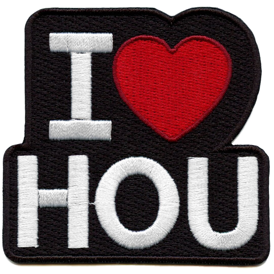 I Love Hou Heart Patch Houston Texas State Embroidered Iron on Black ...