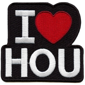 I Love Hou Heart Patch Houston Texas State Embroidered Iron on Black ...
