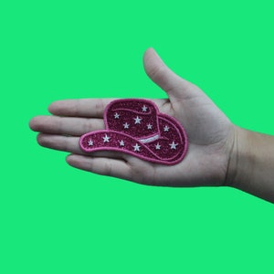 Pink Glitter Cowgirl Hat Patch Stars Western Embroidered Iron on CE5 - Etsy