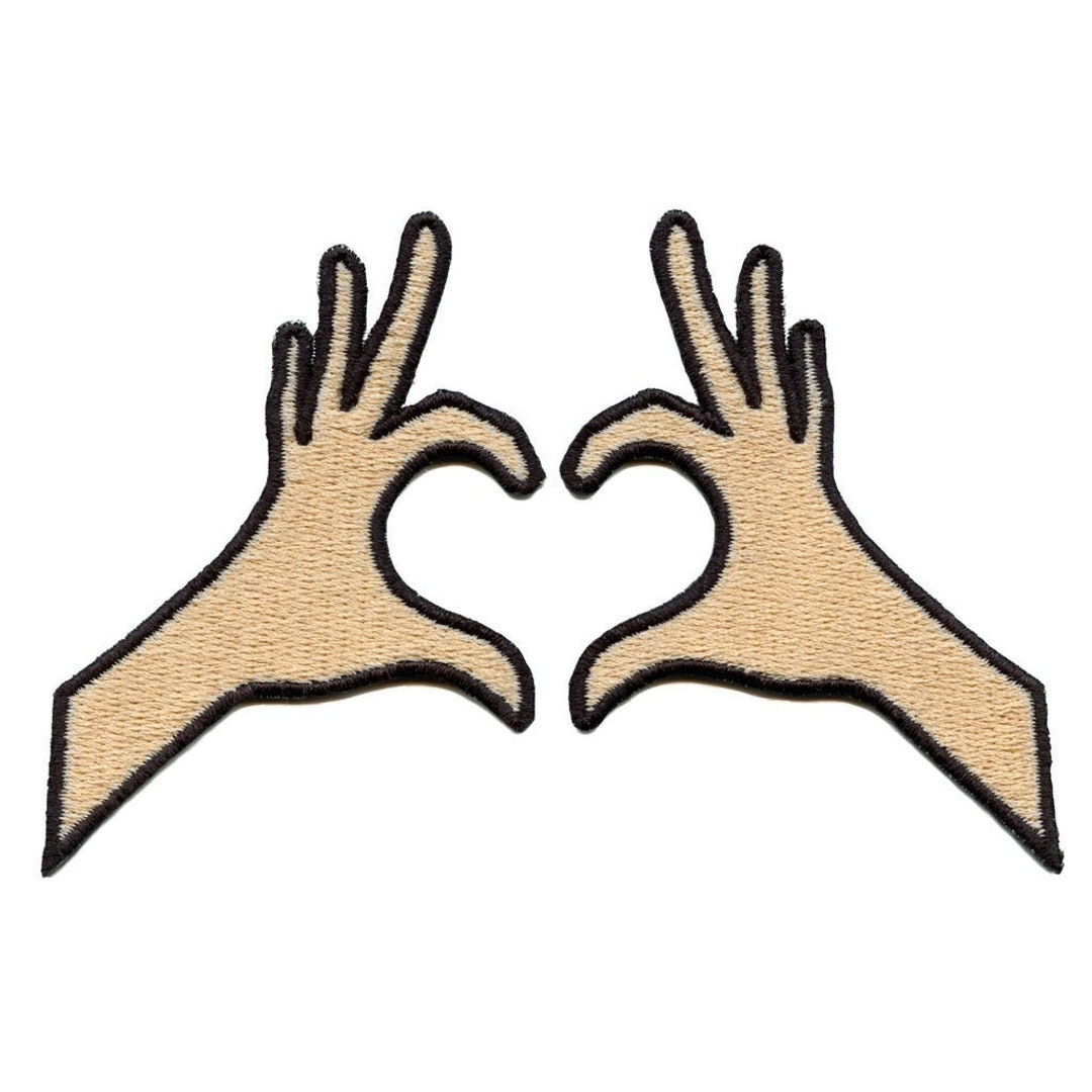 Heart Sign Hands Set Patch Valentines Day Couple Embroidered Iron on ...