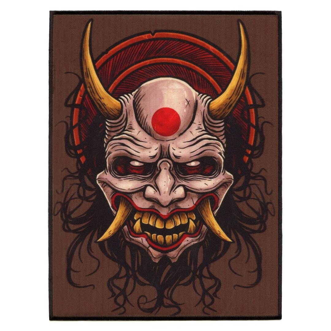 Horned Evil Demon Samurai Back Patch XL DTG Printed Embroidered Iron on ...