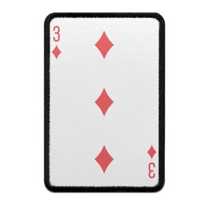 Three of Diamonds Playing Card Foto Patch Red Gamble Embroidered Iron ...