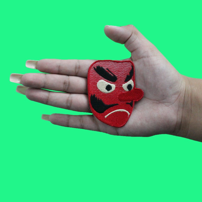 Ogre Mask Japanese Emoticon Icon Patch Tengu Red Mask Embroidered Iron ...