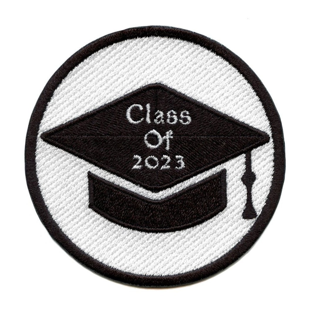 Class of 2023 Patch Script in Graduation Cap Round Embroidered Iron on ...
