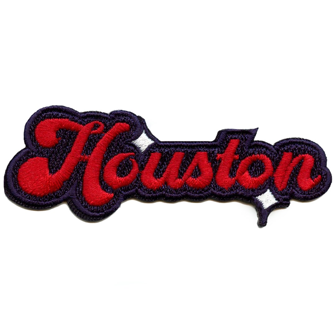 Houston Sparkle Script Patch Blue/red Football Sports Embroidered Iron ...