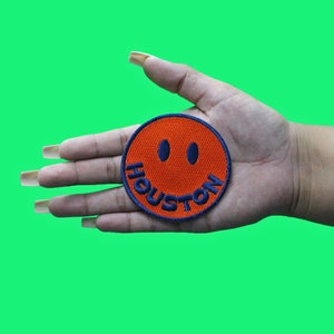 Houston Smiley Face Patch Orange Emoji Embroidered Iron on CG8 - Etsy