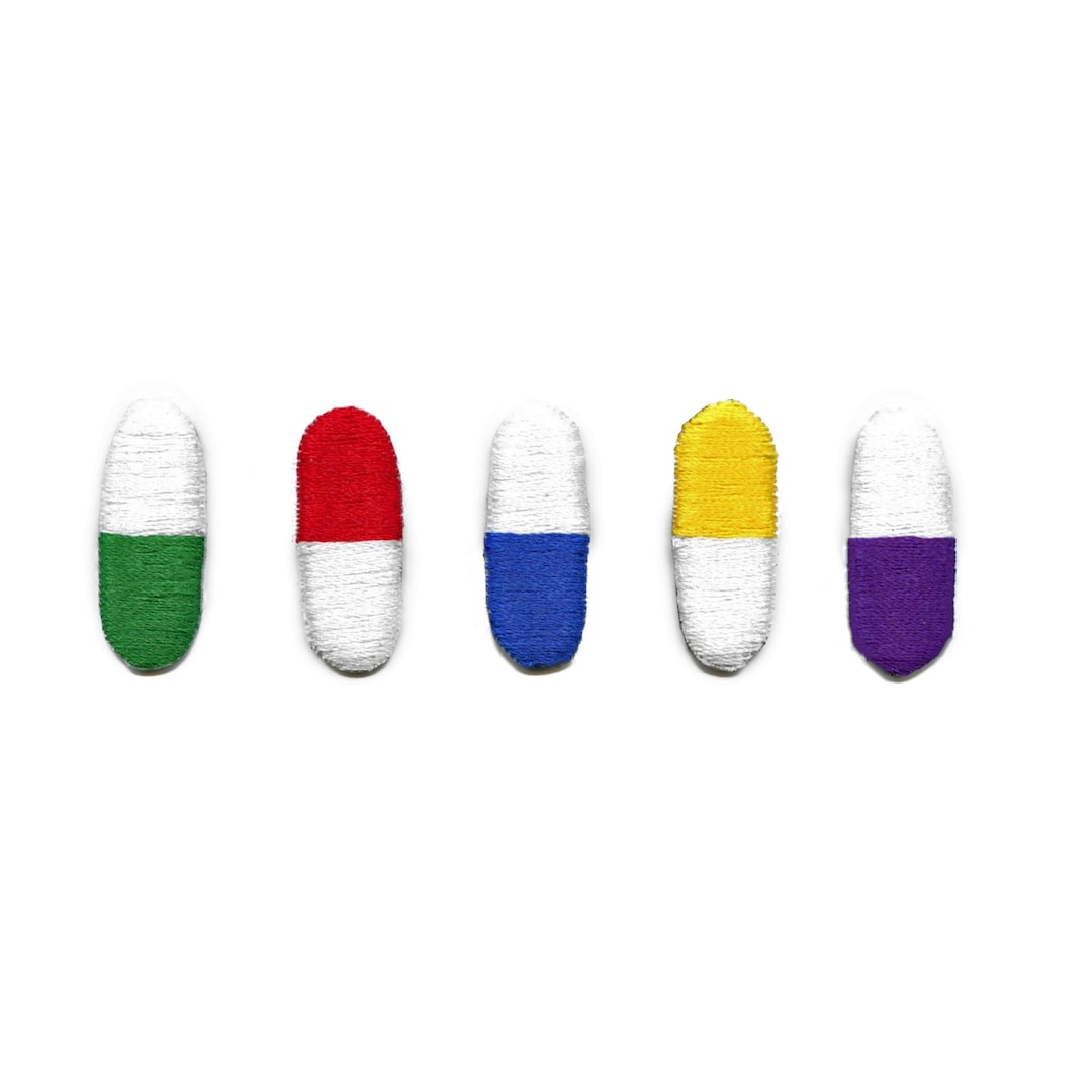 Colorful Pills Set Patch Medication 5 Piece Embroidered Iron on Ac6 - Etsy