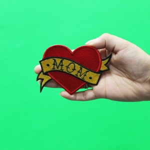 Mom Heart Tattoo Embroidered Iron on Patch Ac8 - Etsy