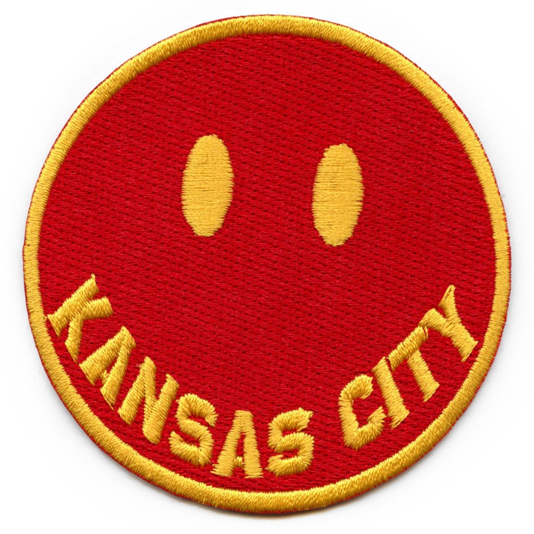 Kansas City Smiley Face Patch Red/yellow ALT Emoticon Icon Embroidered ...